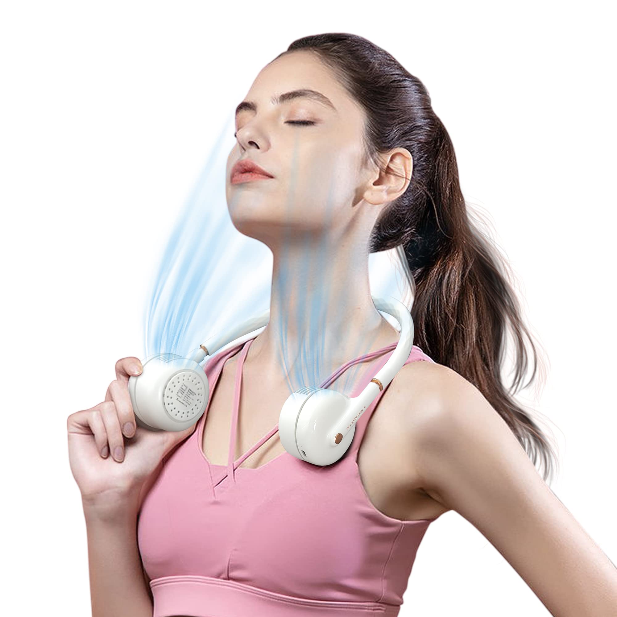 Comfier Portable Neck Fan,Hands Free Bladeless Personal Fans,Rechargeable Usb Fan,3 Speeds 360° Cooling, Wearable Personal Neck Fan for Women,Men,Kids,LED Lights,for Office Travel Outdoor Sports