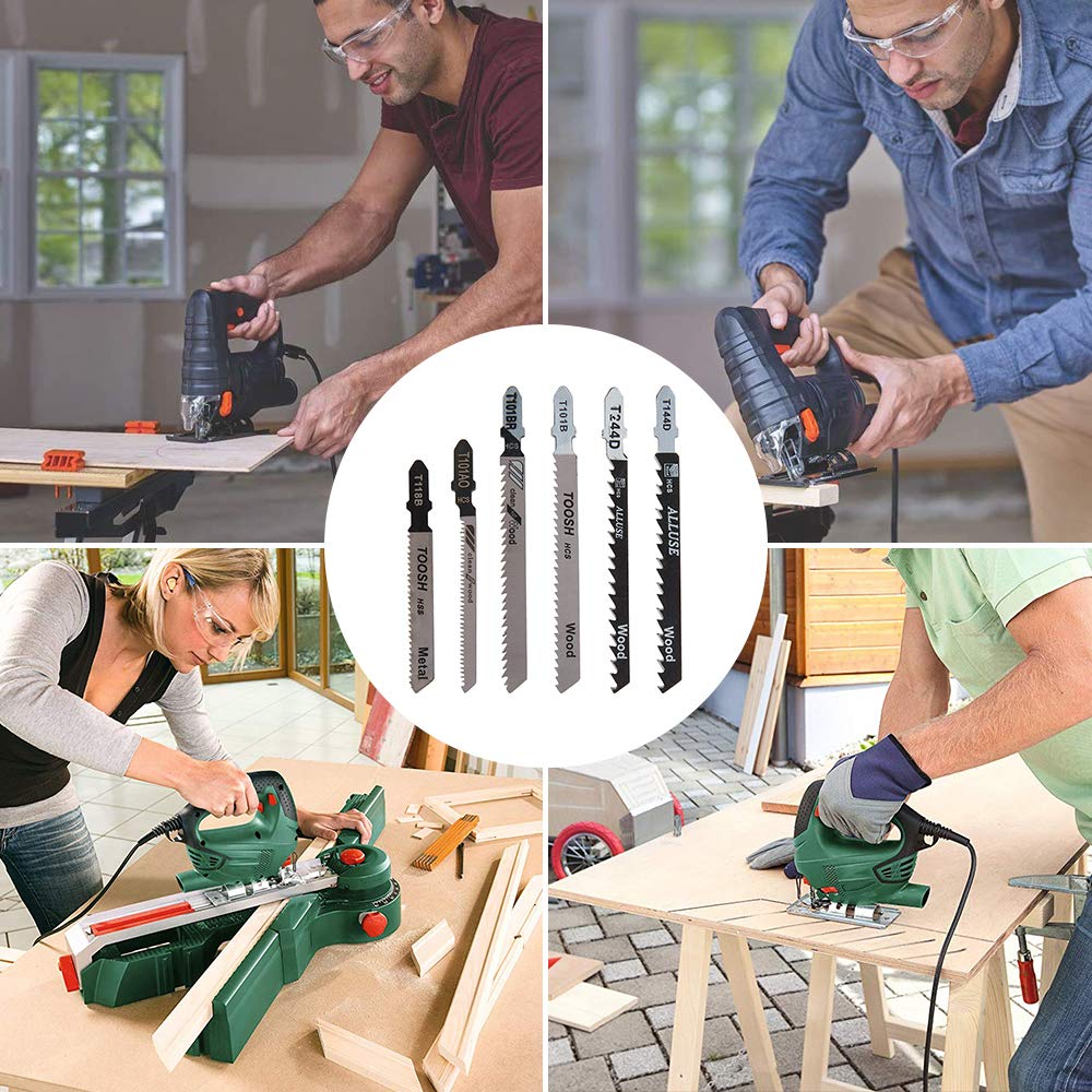 60 pcs Jigsaw Blades Set Straight and Fast Cuts for Wood Plastic and Metal Cutting Fit Bosch, Dewalt, Hitachi, Festool Milwaukee