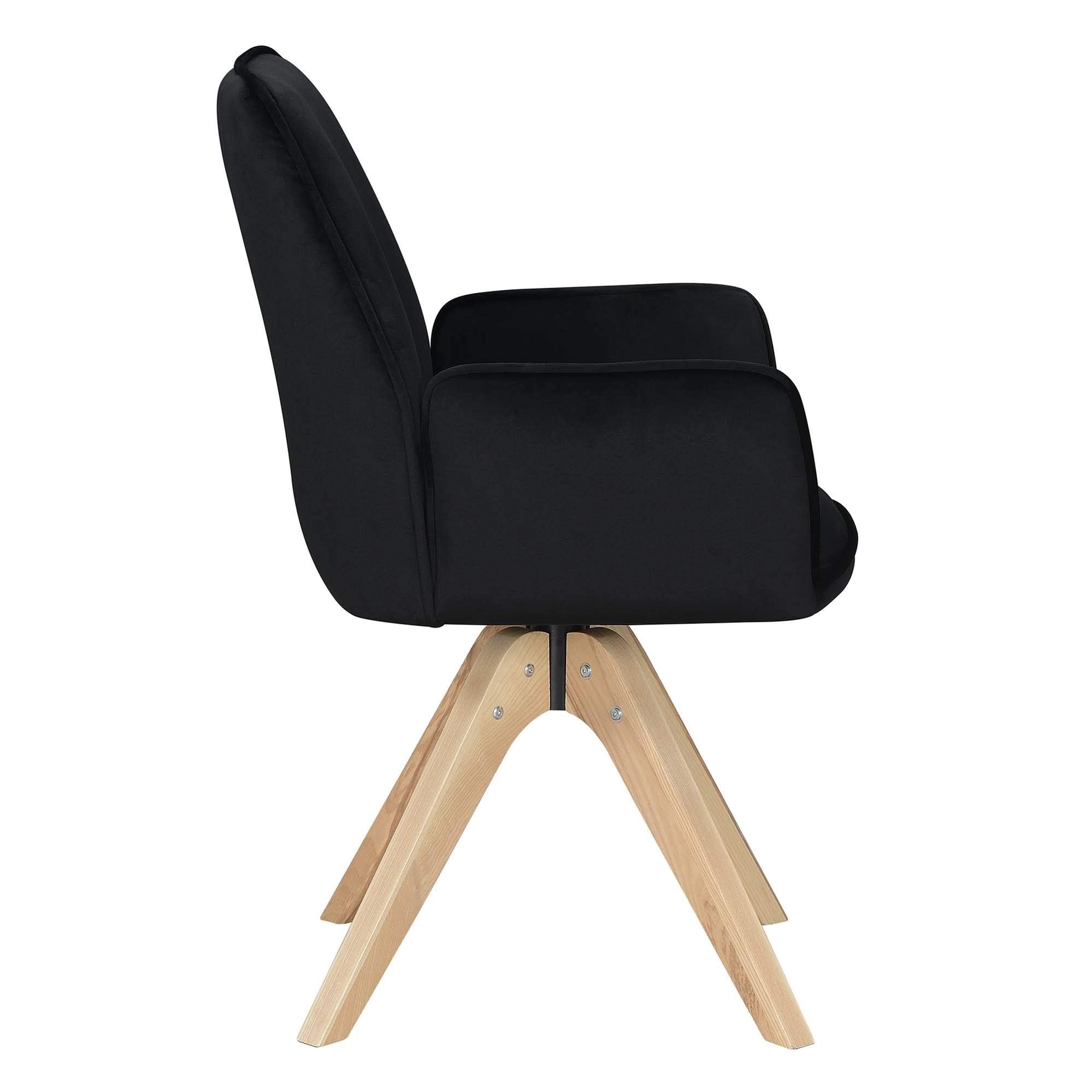 Convenience Concepts Take a Seat Miranda Swivel Accent Chair, Blue Velvet/Natural Wood