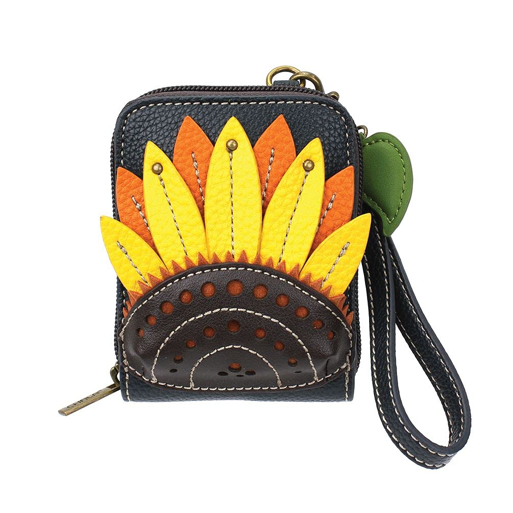 Chala Group Chala Handbags Cute-C Sunflower Credit Card Holder Wallet Wristlet, Navy, 3.5 W x 5 H x 1inch D
