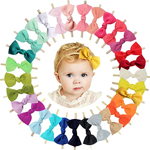 CellElection 30PCS Baby Nylon Headbands 3.75Inch Hair Bows Soft Nylon Hair Bands Hair Accessories for Baby Girls Newborns Infants Toddlers