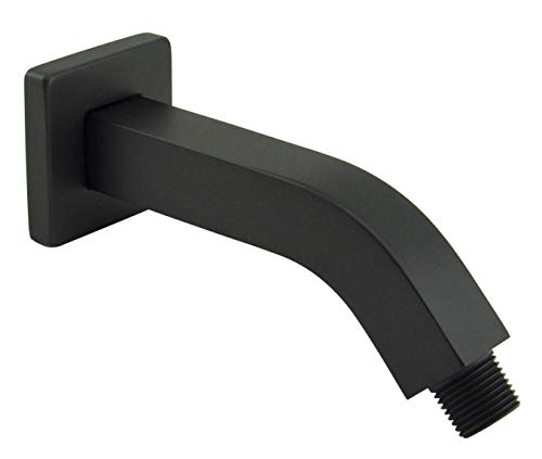 Aquaiaw Square Shower Arm and Anti-Scratch O-Ring Flange, 6 inch, Solid Brass, Both Soldered 1/2 NPT Tapered Threads, Shower Head Arm, Wall Mount Shower Extension Arm (Matte Black)