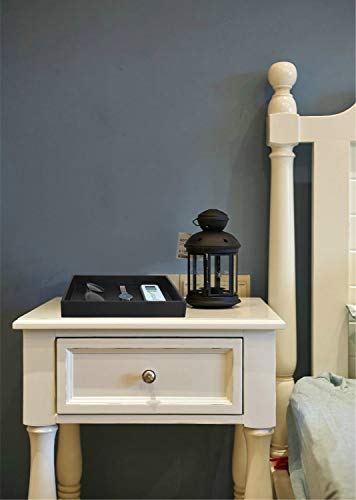 HofferRuffer Faux Leather Vanity Tray, Elegant Desktop Storage Organizer, Decorative Catchall Perfume Tray, Bathroom Valet Tray, Nightstand or Dresser Organizer, Black, 10.2 x 8.4 x 1.8 inches