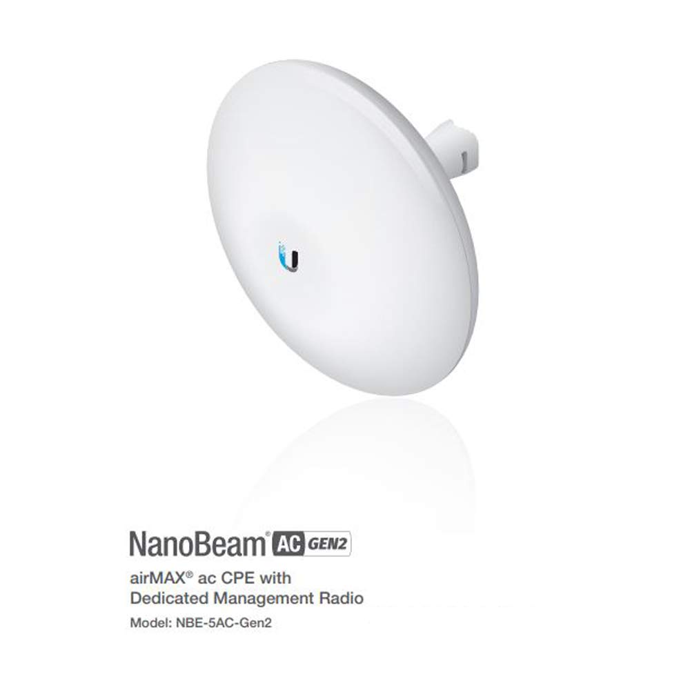NanoBeam AC Gen2 NBE-5AC-Gen2-US 5GHz airMAX CPE with Dedicated Management Radio Bridge (2 Pack)