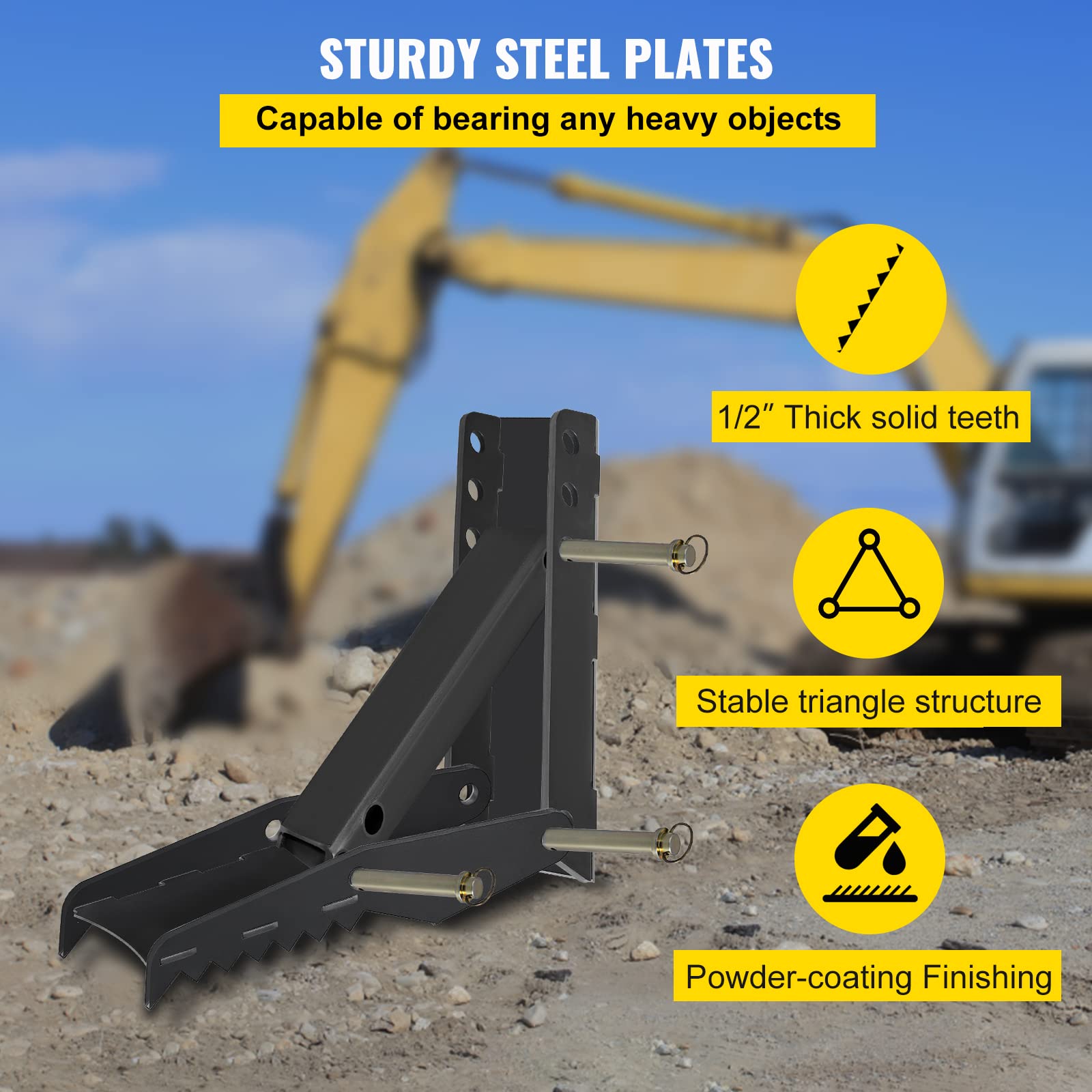 Mophorn 24 inch Excavator Hydraulic Thumb Backhoe Excavator Thumb Attachments Weld 1/2 Inch Teeth Thick Steel Plate Assembly CNC Plasma Cut Bolt-On Design