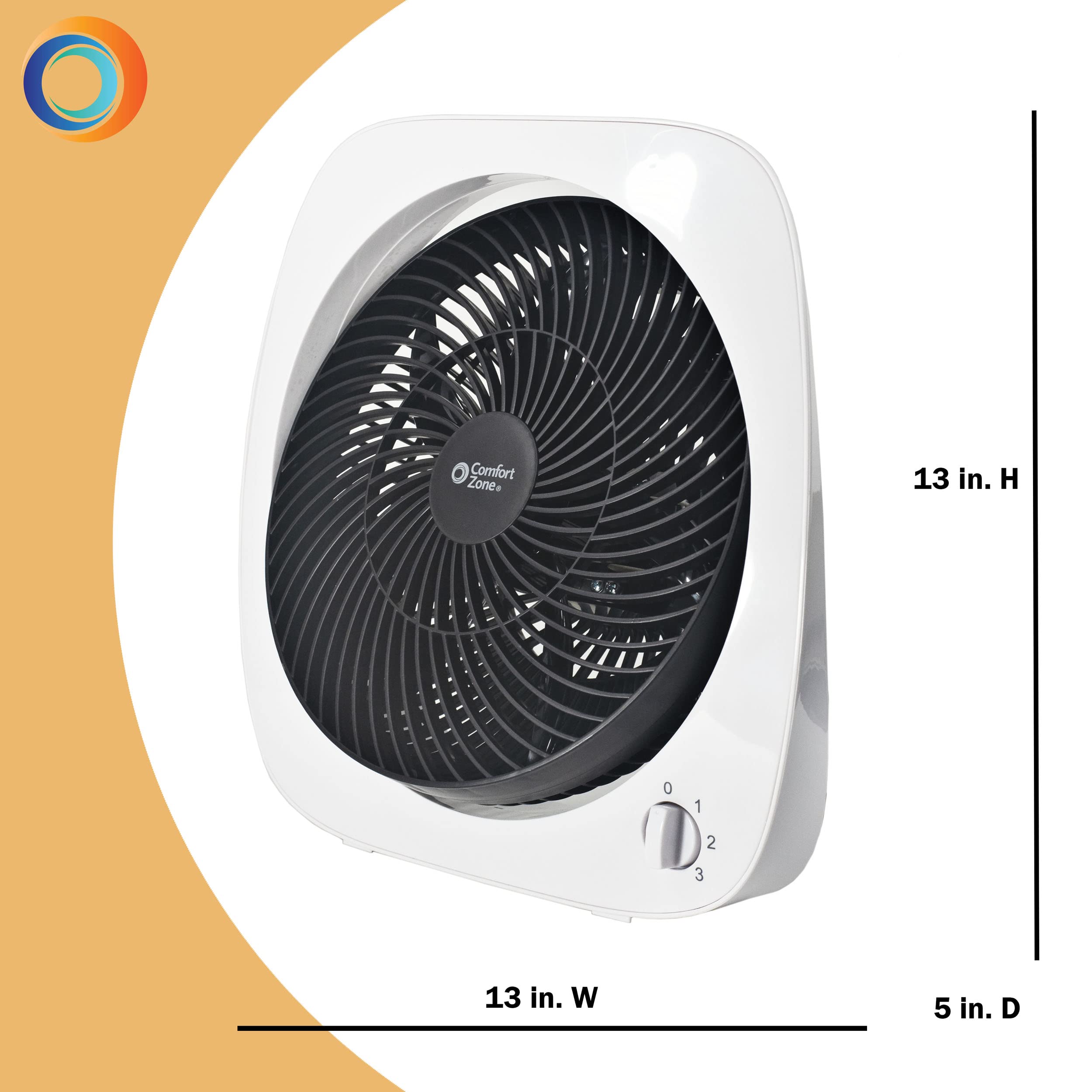 Comfort Zone 10" 3-Speed Turbo Table/Desk Fan with 180-Degree Adjustable Head, Adjustable Tilt, Ideal for Home, Bedroom & Office, CZ110WT