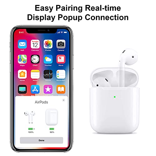 Airpods Charging Case Compatible for Airpods 1&2, Rantuns Wireless Charger Replacement Case for Air Pod, 450mAh Battery with Bluetooth Pairing Sync Button, NO Earbuds Include, White