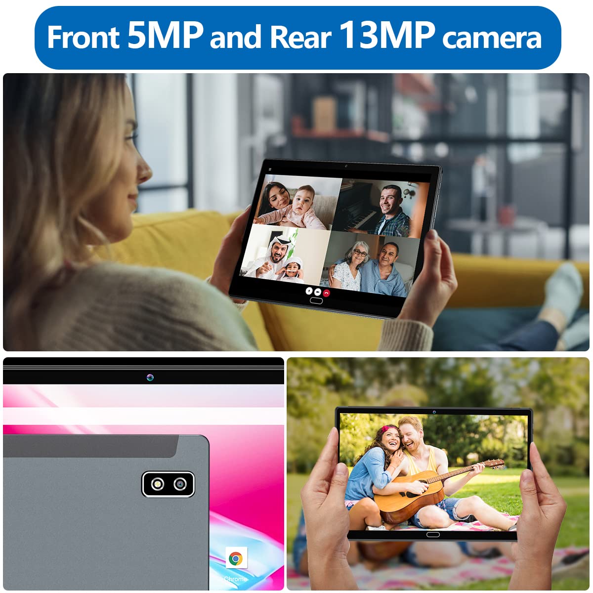Android Tablet 10.1 Inch 64GB Storage 4GB Ram, 2024 Latest Tablet with Octa-Core Chip, 512GB Expandable 13MP Camera, 6000mAh Battery, GPS, Bluetooth, WiFi, USB-C, HD Touchscreen Tablets(Gray)