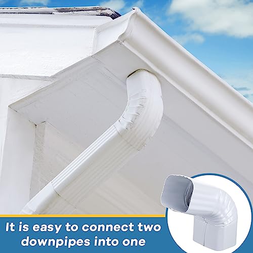 Blulu 2 x 3 Inch 75 Degree Downspout Gutter Elbow Style A White Aluminum Downspout Elbow Roofing Gutters and Downspouts Parts for Rain Gutter Down Spout Drain(2 Pcs)