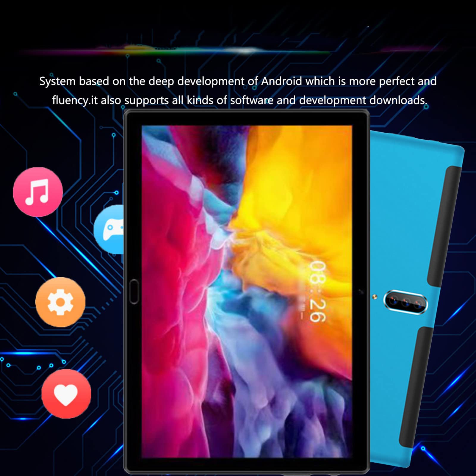 Android 5.1 Tablet, 10.1 inch HD Display 8-core 1+16GB ROM TF Expansion WiFi Blue-Tooth Tablet Best for Adults Working Childrens Boys Girls School Learning Birthday Gift, 25*19.8*5cm
