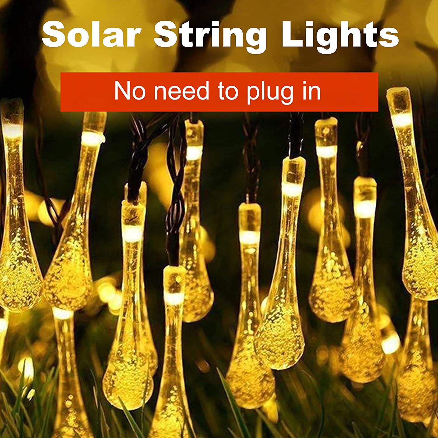 Comoo Solar String Lights Outdoor 21 Feet 30 LED Solar Lights 1Pc Outdoor Decorative 8 Mode Solar String Lights for Garden,Parties,Wedding-Warm Light