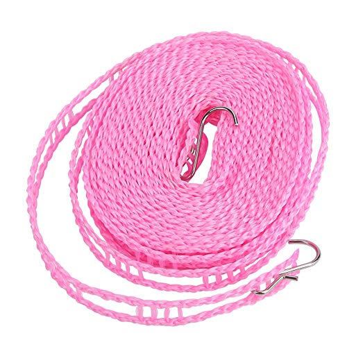 Bnineteenteam 2pcs Clothesline,Clothes Drying Rope Windproof Travel Clothesline for Indoor Outdoor Laundry Clothesline for Camping Travel & Home Use (2pcs-Pink)