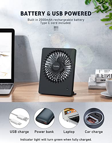 FARADAY Small Table Fans Bundle USB Desk Fans Personal Fan Ultra Quiet For Home Bedroom Office Desktop, 3 Speeds, Black