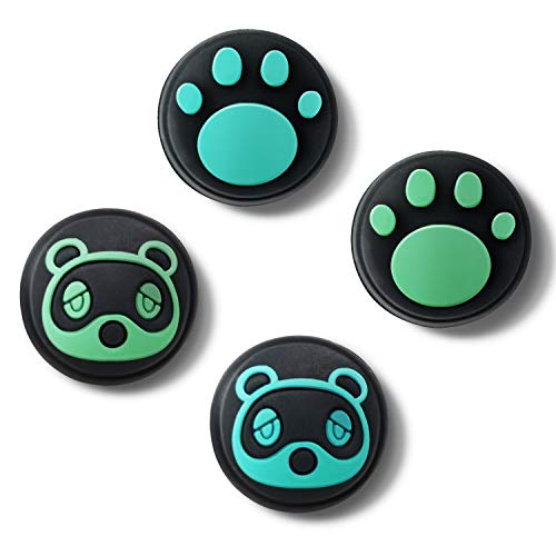 Cool Raccoon & Cat Paw Thumb Grip Caps 4Pcs, Daugee Joystick Analog Cap for Nintendo Switch & Lite