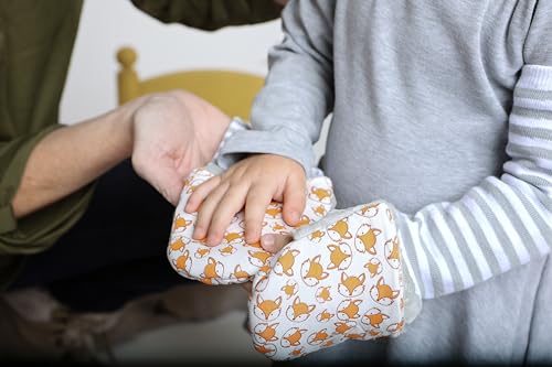 Handsocks Plushy Stay On Strap-Free No-Scratch & Warmth Mittens (Toddler Size. Bicep Should be 5.5"-9.0"), Felix (Grey/Foxes) - One Pair…
