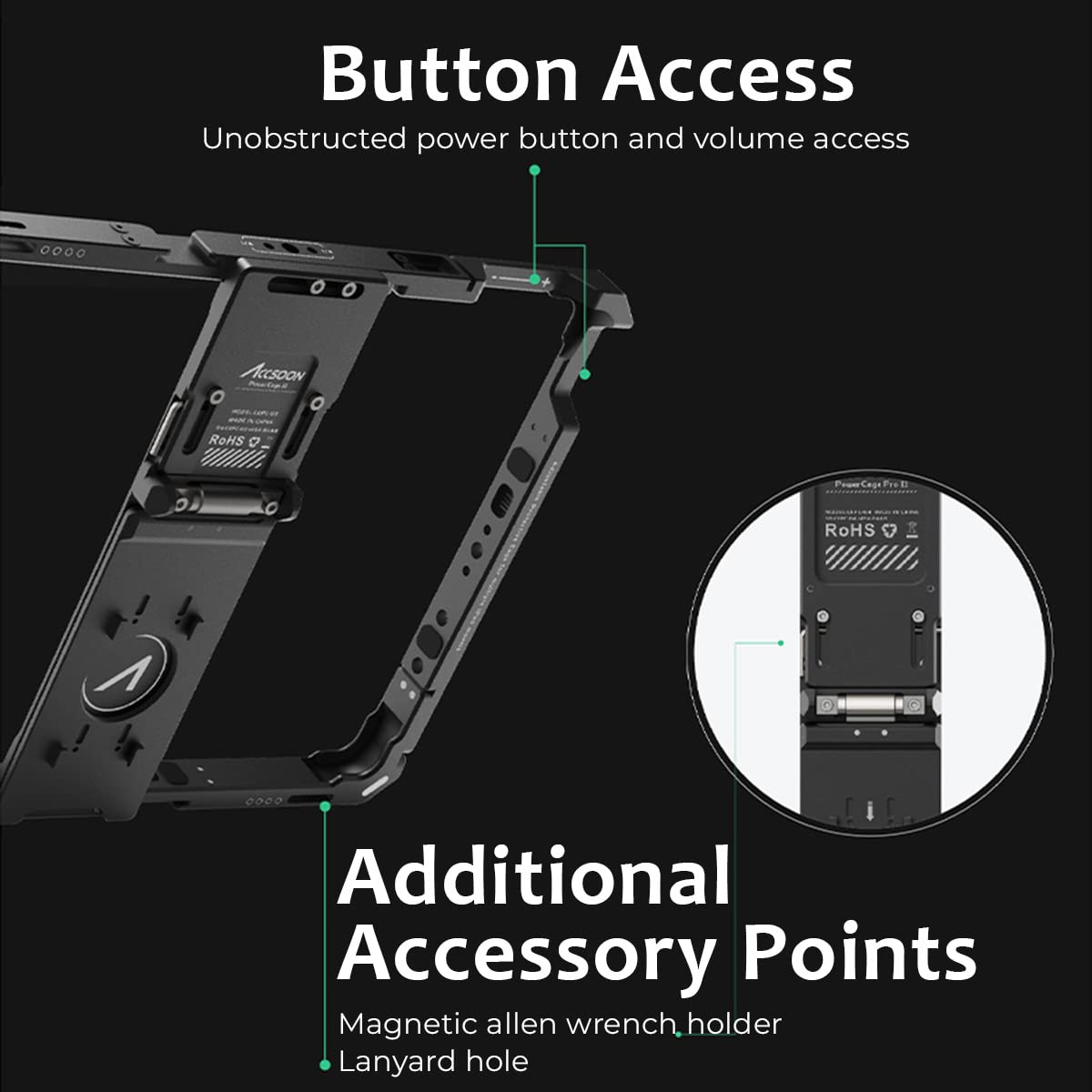 Accsoon Power Cage Pro Ⅱ for iPad, Compatible with IPad Pro - 12.9 inch (Gen 3, 4, 5, 6), W ACC04 NP-F Battery Plate Adapter