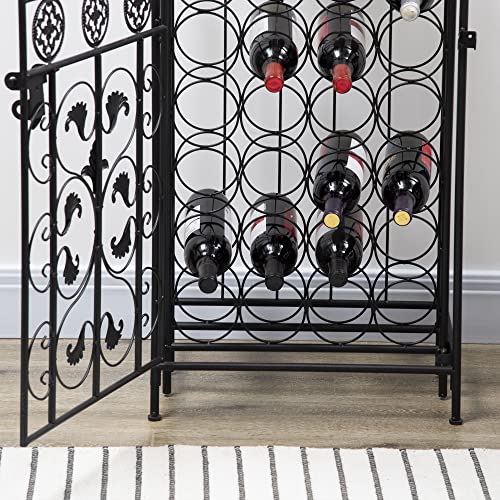 HOMCOM 45-Bottle Modern Wine Organizer Decorative Portable Wrought Iron Wine Rack Jail