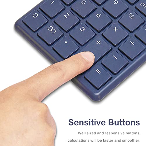Calculators Desktop, Large Display Solar and Battery Power, Aesthetic Office Supplies, 12 Digit Small Basic Standard Functional Desk Calculator Cute for Office, Home, School (Blue)
