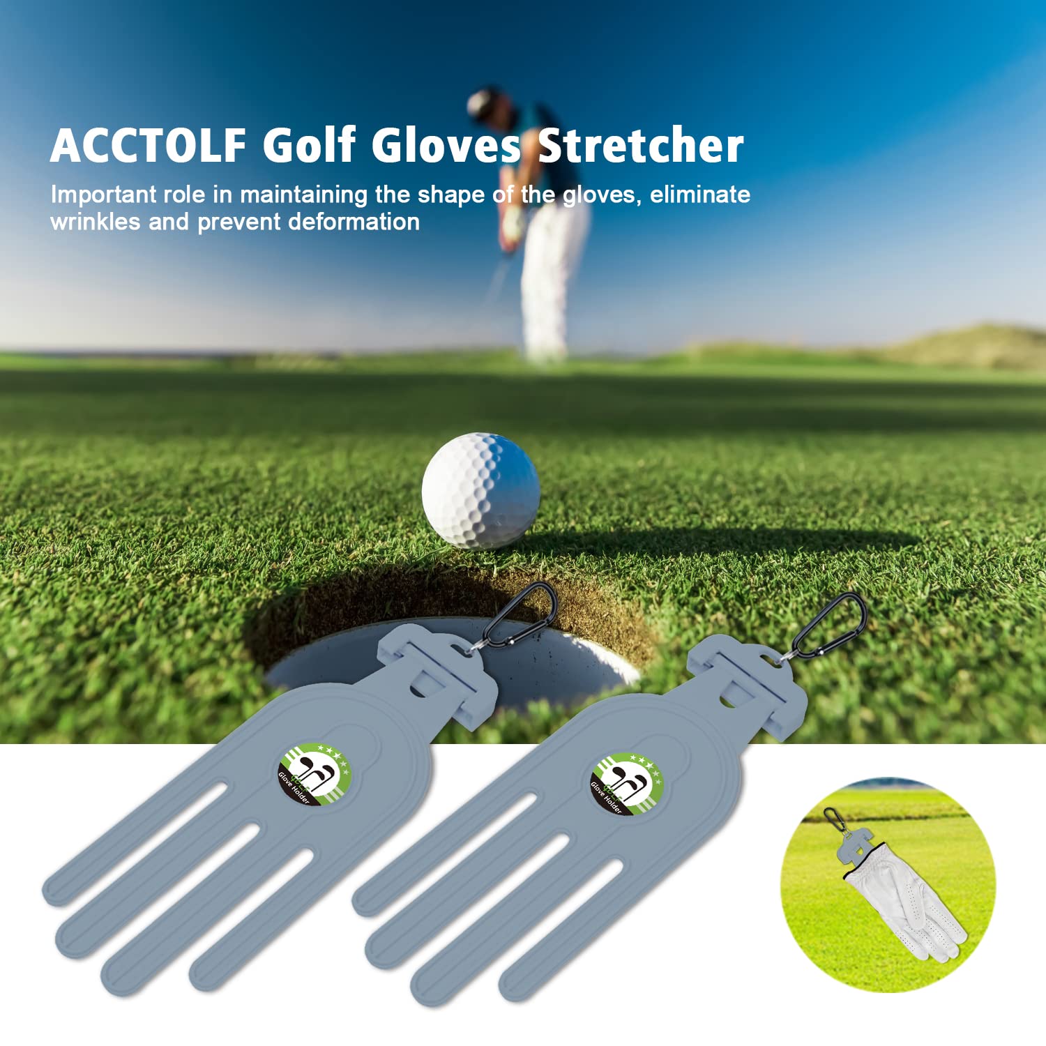ACCTOLF Golf Glove Holder Dryer, Golf Glove Holder for Bag, Durable Sport Gloves Support Frame Tool Accessories Gifts for Men Women Golfer