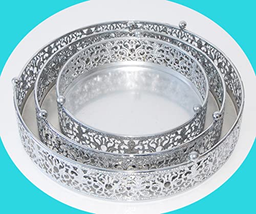 Cake Stand Set of 3 Metal Cupcake Stands Dessert Display Plate for Wedding Party Birthday,Silver