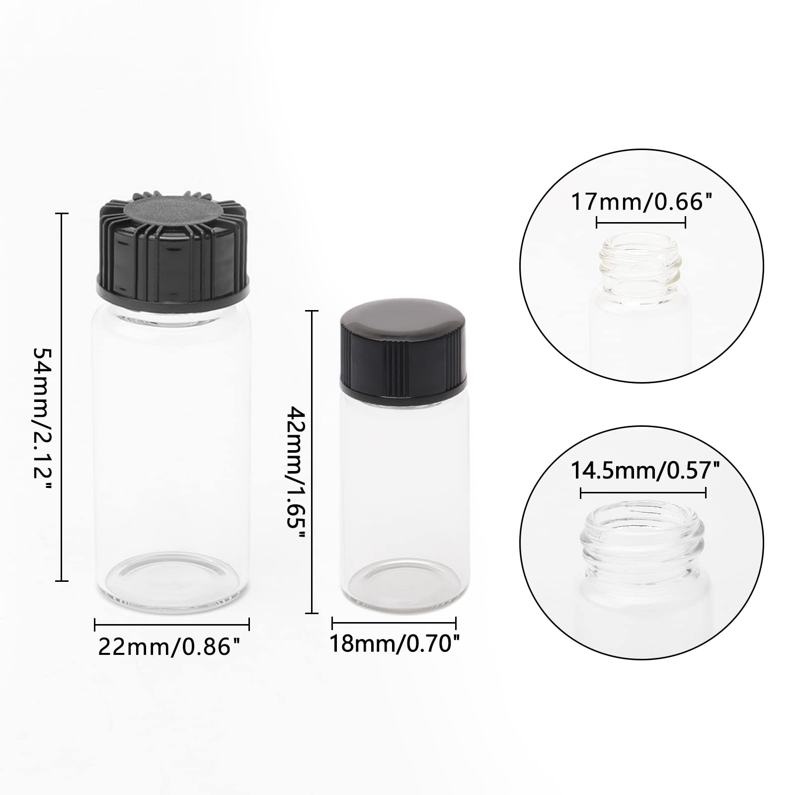 JIUWU 10 ml(0.3 Oz) and 5 ml(0.17 Oz) Clear Glass Vials Liquid Sampling Sample Bottles Screwcap Lab Capacity Container Pack of 35 (20 pcs 10 ml and 15pcs 5 ml Clear Vials)