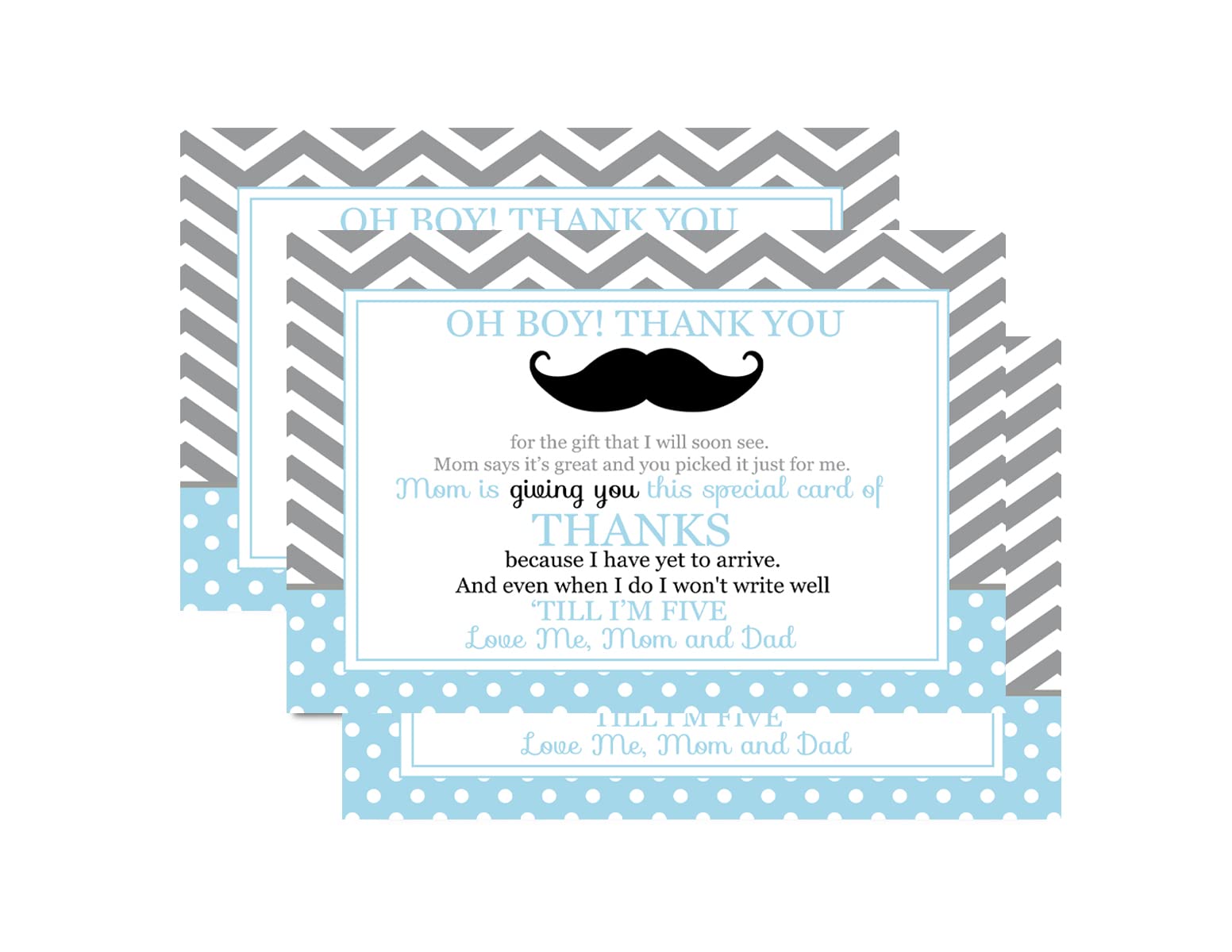 Mustache Baby Shower Thank You Postcard Set of 15