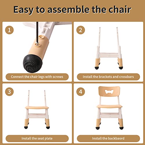 JIAOQIU Kids Table and Chair Set Height Adjustable Toddler Table and 4 Chairs Set Kid Activity Art Table Plastic Children Study Table for School Home Graffiti Table for Ages 2-12 Wood Grain Burlywood