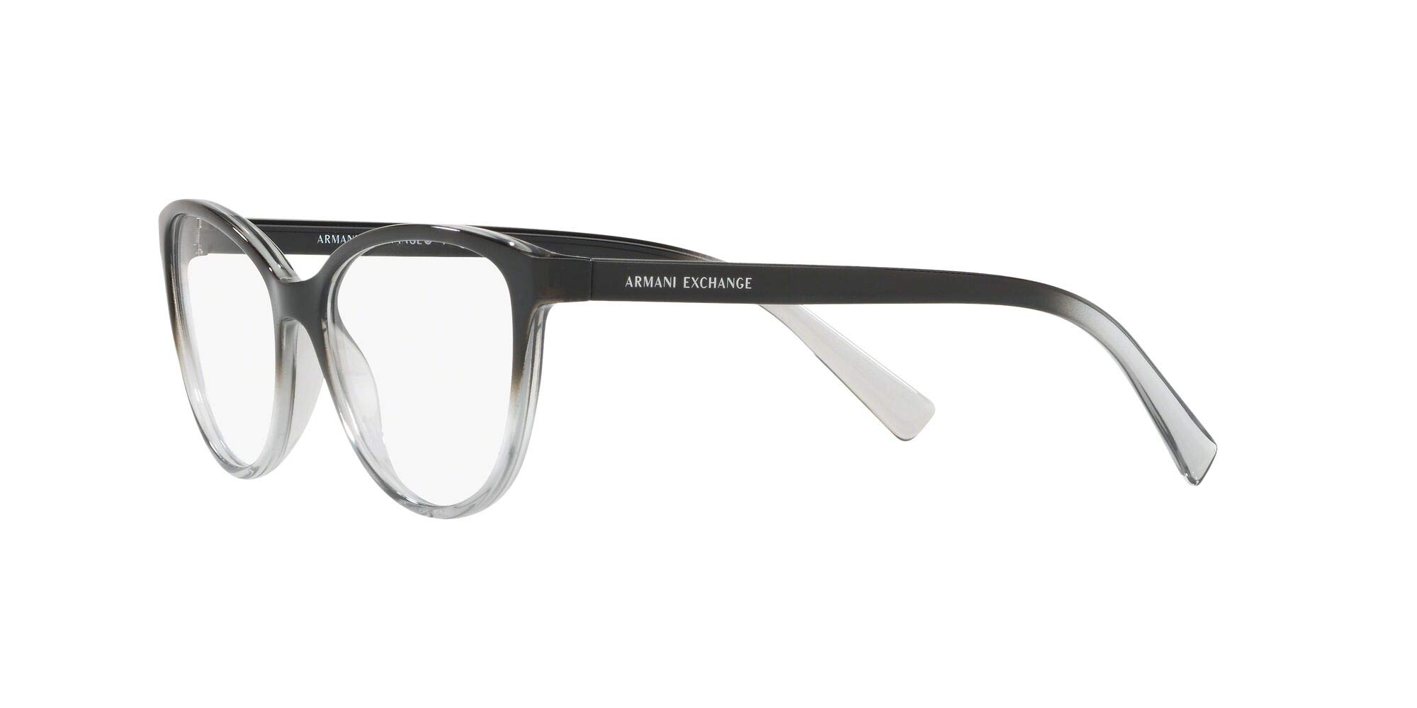 A|X ARMANI EXCHANGE Women's AX3053 Square Prescription Eyeglass Frames, Black/Transparent Smoke/Demo Lens, 53 mm