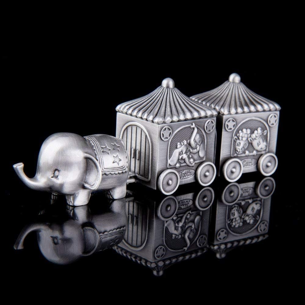 Feyarl First Curl and Tooth Elephant Keepsake Box Teeth Fairy Organizer Containter Tins Box for Christmas Kids Shower Newborn Birthday Gift