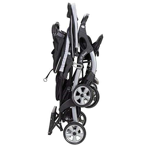 Baby Trend Sit N Stand Easy Fold Travel Double Baby Stroller and Single Infant Car Seat Travel System with Safety Harnesses and Cover, Stormy