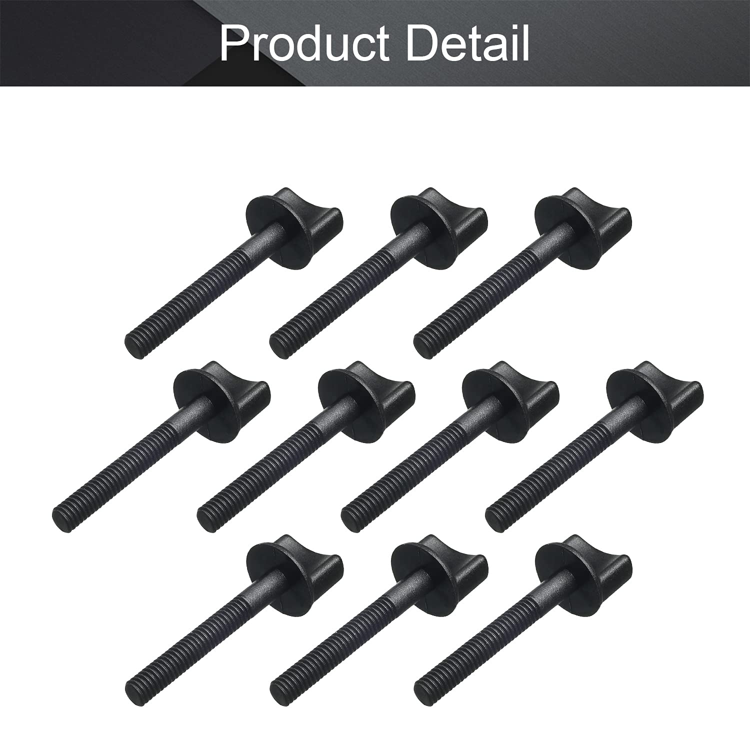 Fielect 10Pcs M6 x 40mm Nylon Thumb Screw Bolt Hand Plastic Screws Metric Thread for RC Model Aircraft Black