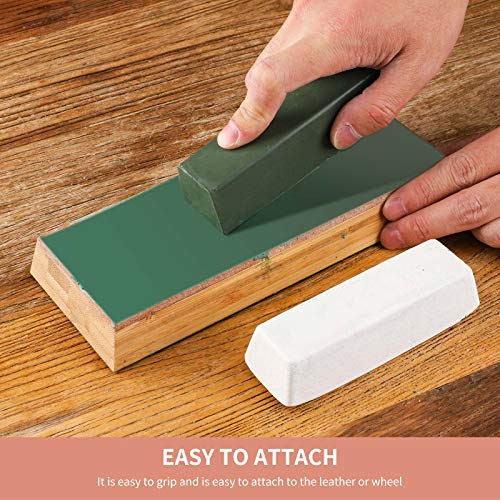 Angerstone Polishing Compound Set- Green White Buffing Compound(2-Pack, Total 10 Oz)- Leather Strop & Sharpening Stropping Compound Bar