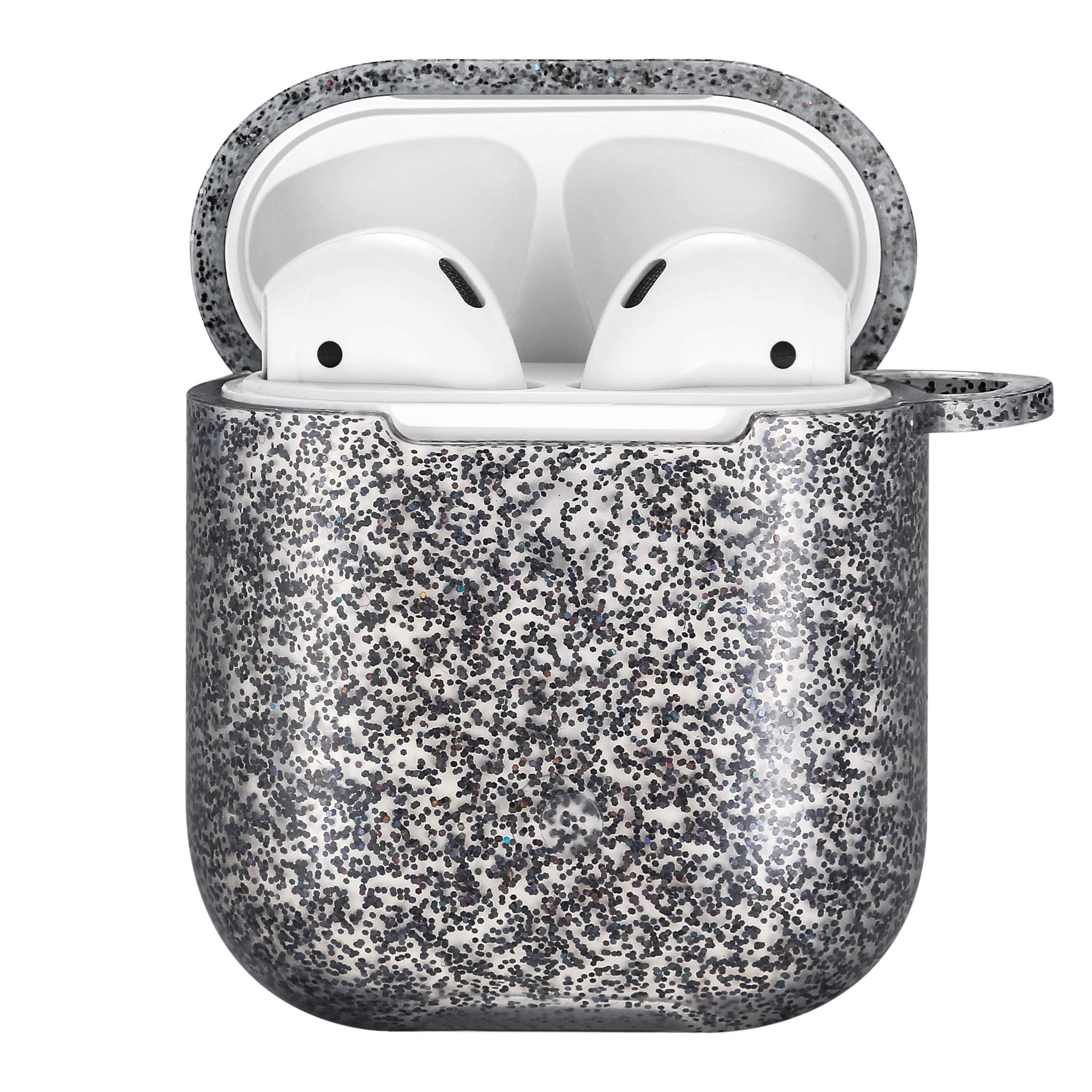 Airpods Case, DMMG Airpods Case Cover Silicone Skin, AirPods Protective Bling Glitter Case with Fluff Ball Keychain, Scratch Proof and Drop Proof for Apple Airpods 2&1