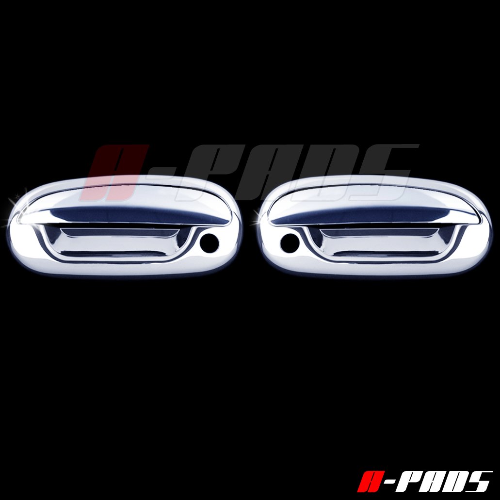A-PADS 2 Chrome Door Handle Covers for Ford F150 1997-2003 / F150 LIGHTNING 1999-03 / F150 HARLEY DAVIDSON 2001-03 / F150 HERITAGE 2004 / F250 LIGHT DUTY 97-99 - WITH Passenger Keyhole, WITHOUT Keypad