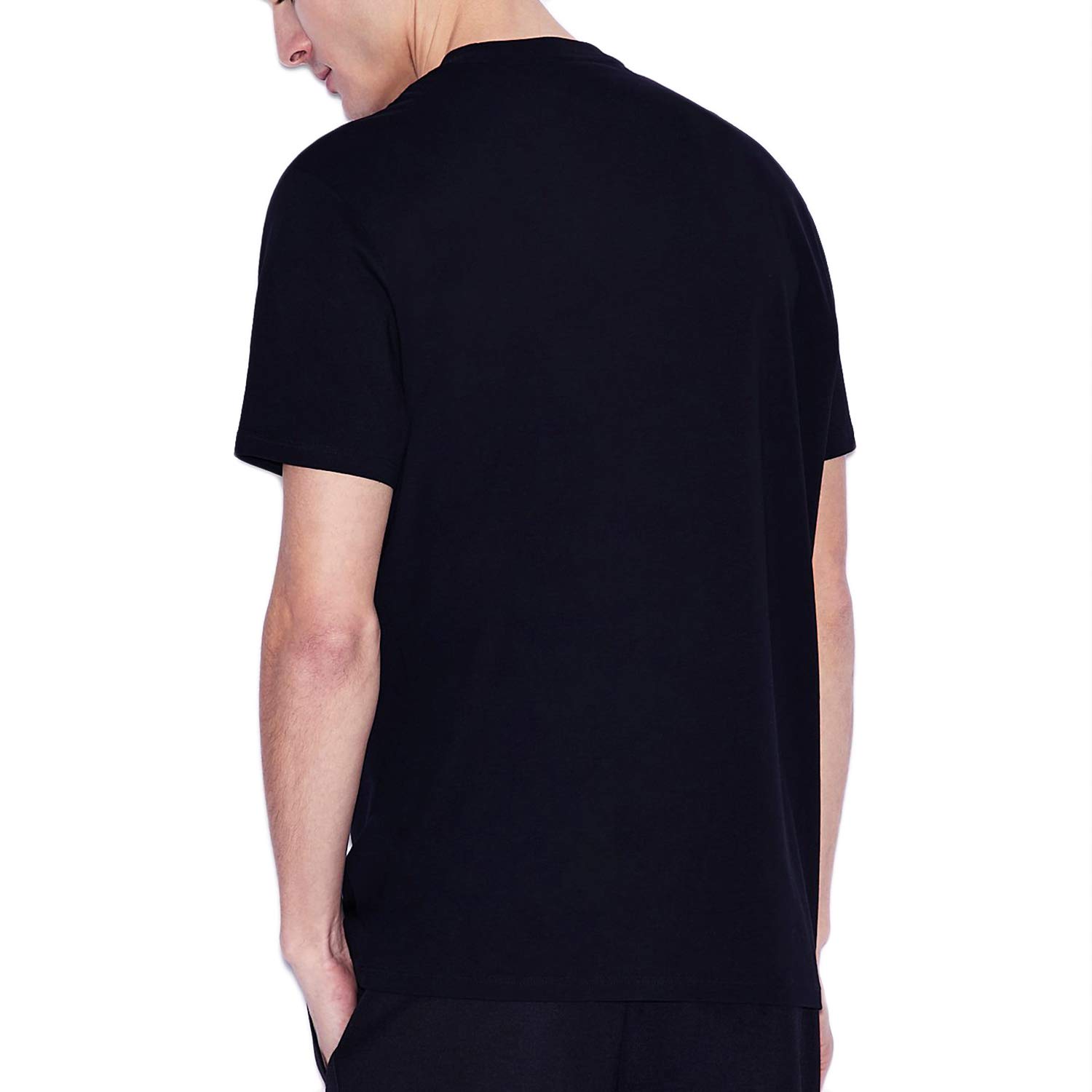 A|X ARMANI EXCHANGE mens Short Sleeve Crew Neck With Small Chest Logo T Shirt, Navy, Large US