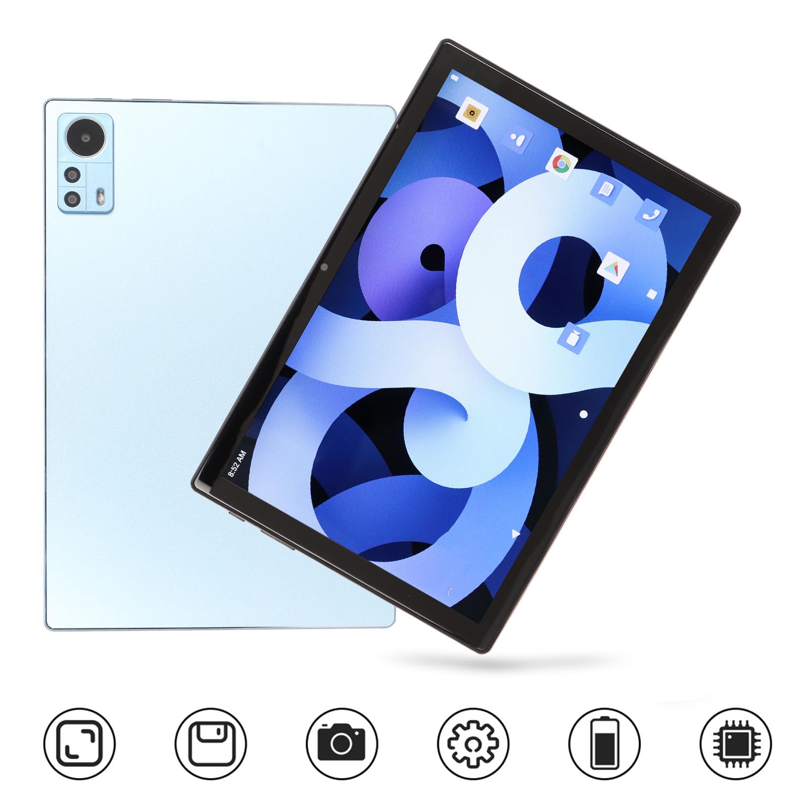 Acogedor 10.1 Inch Tablet, Gaming Tablet with 12GB RAM 512GB ROM, 8+16MP Dual Cam, Built in 11200mAh, Support 4G LTE, 5G WiFi, Office Tablet for Android 13.0 (Blue)