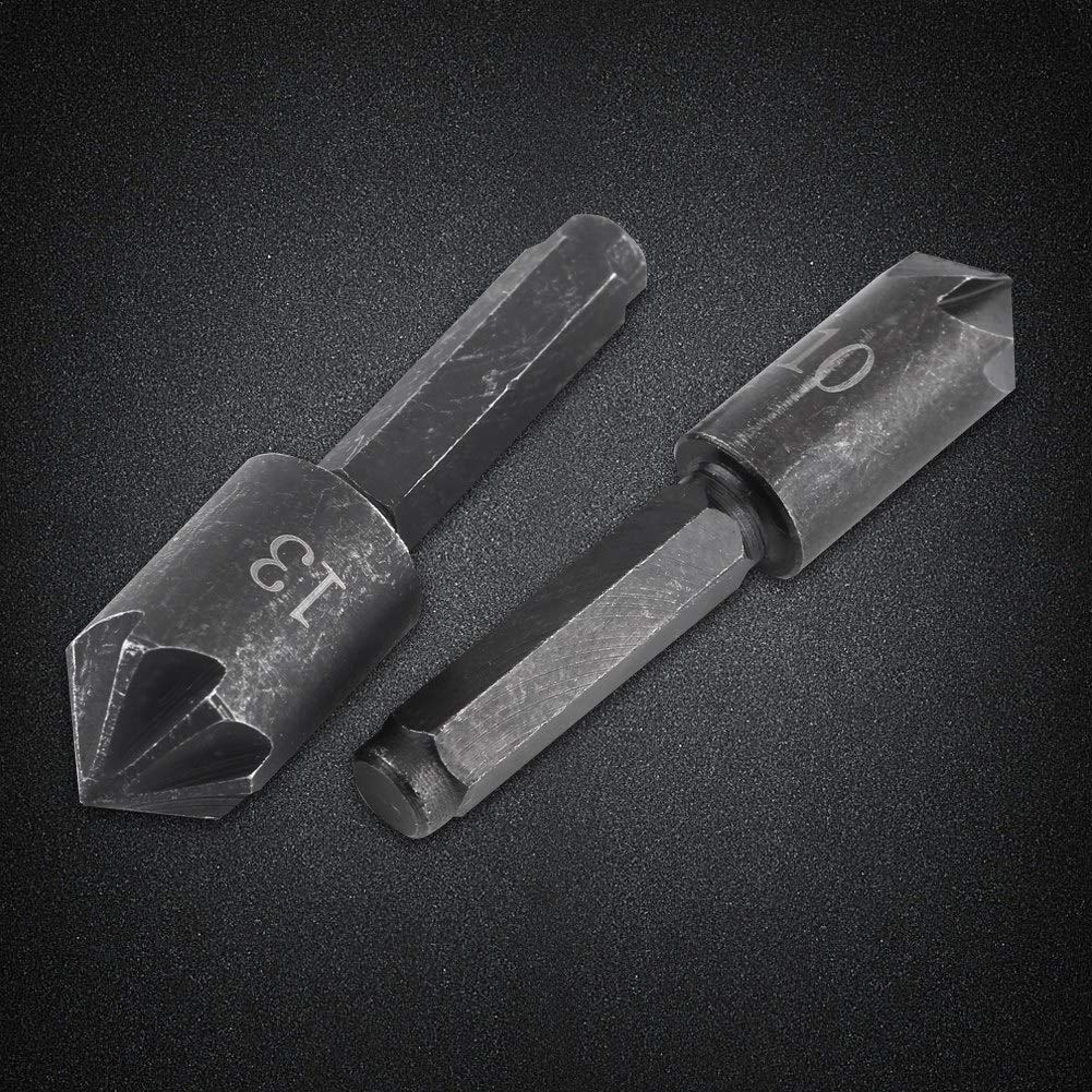 Chamfer Bit,7 Flute 82 Degrees 1/4" Hex Shank High Carbon Steel Countersink Cutter Bits for Wood, Plastic and Other Soft Material(2pcs)
