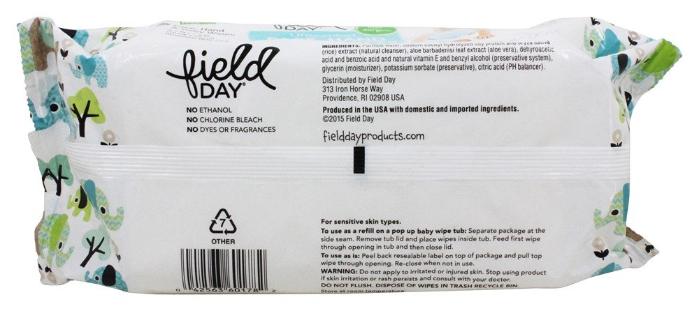 Field Day - Eco-Friendly Baby Wipes Resealable Refill Pack Unscented - 72 Wipe(s)