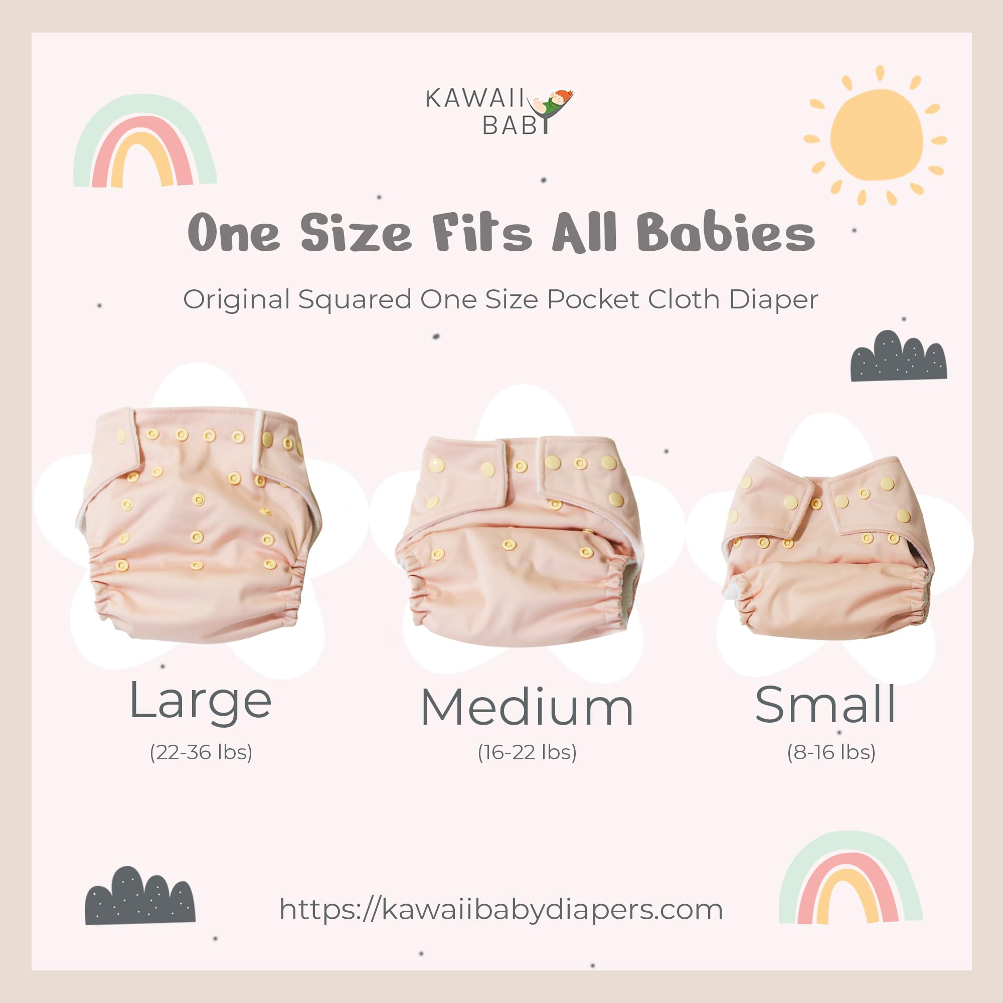Kawaii Baby 6 Happy Leak-Free Cloth Diaper Covers, Double-Layer adjustable to fit babies 8-36 pounds, Animal Club