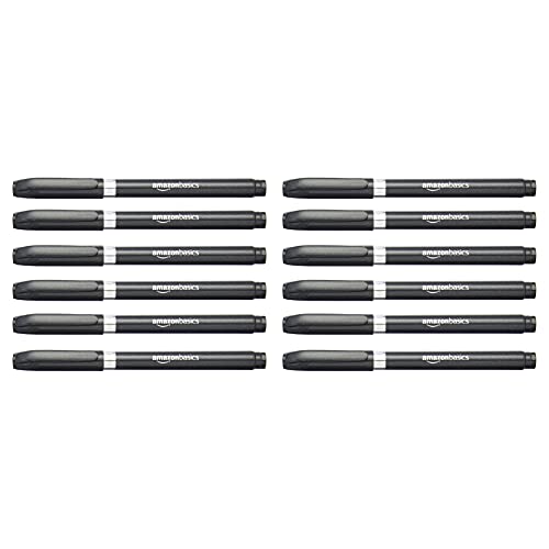 Amazon Basics Calligraphy Brush Pen, Black, 12 Pack