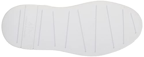 A|X Armani Exchange Men's Thick Sole Leather Sneakers, Optical White, 8