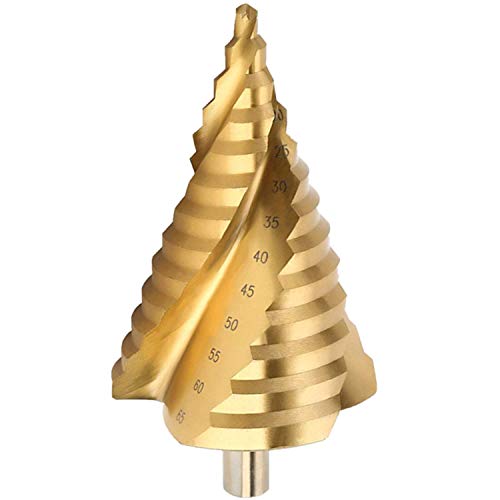 LESOLEIL Large HSS Spiral Step Drill Bit - 1/4" to 2-5/8'' Grooves Cone Drill Bit Titanium Coated for Drilling Aluminium Iron Sheets, Wood, PVC Hole Cutting
