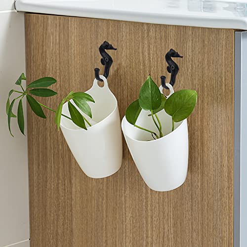 AOAOYING Wall Storage Hooks β Hippocampus Decorative Wall Mounted Coat Hooks for Hanging Coats, Scarves, Bags, Purses, Backpacks, Towels Indoor and Outdoor Hooks (Black 5 Pack)