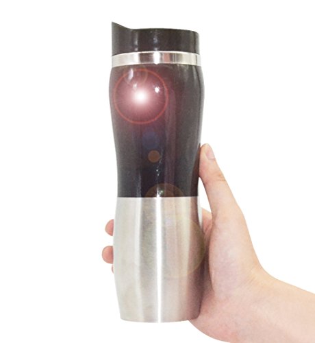 Mengshen Car Electric Mug - 12 Volt 400ML 50W Portable Cigarette Lighter Coffee Cup Kettle Pot Electric Rice Tea Insulated Stainless Steel Heating up to 100 degrees Celsius, CA102 Black