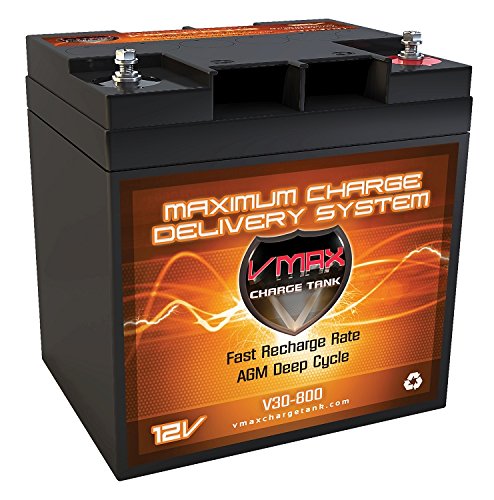VMAX V30-800 12V 30AH AGM Deep Cycle Battery (6.5"Lx5"Wx7.2"H) for Berkley BTM25 - Freshwater 12V 25lbs Electric Trolling Motor