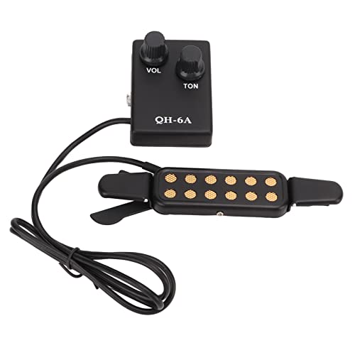 Acoustic Guitar Pickup, Long Life Time Volume Adjustable Easy Installation Wooden Guitar Pickup with Connecting Cable for Musical Instrument