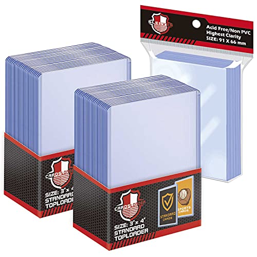 50 Count Top Loaders Trading Card Sleeves, Hard Plastic Toploaders Penny Card Sleeves, Baseball Card Sleeves Holder Card Protector Fit for MTG, Yugioh Card (Include 50 TopLoaders & 200 Soft Sleeves)