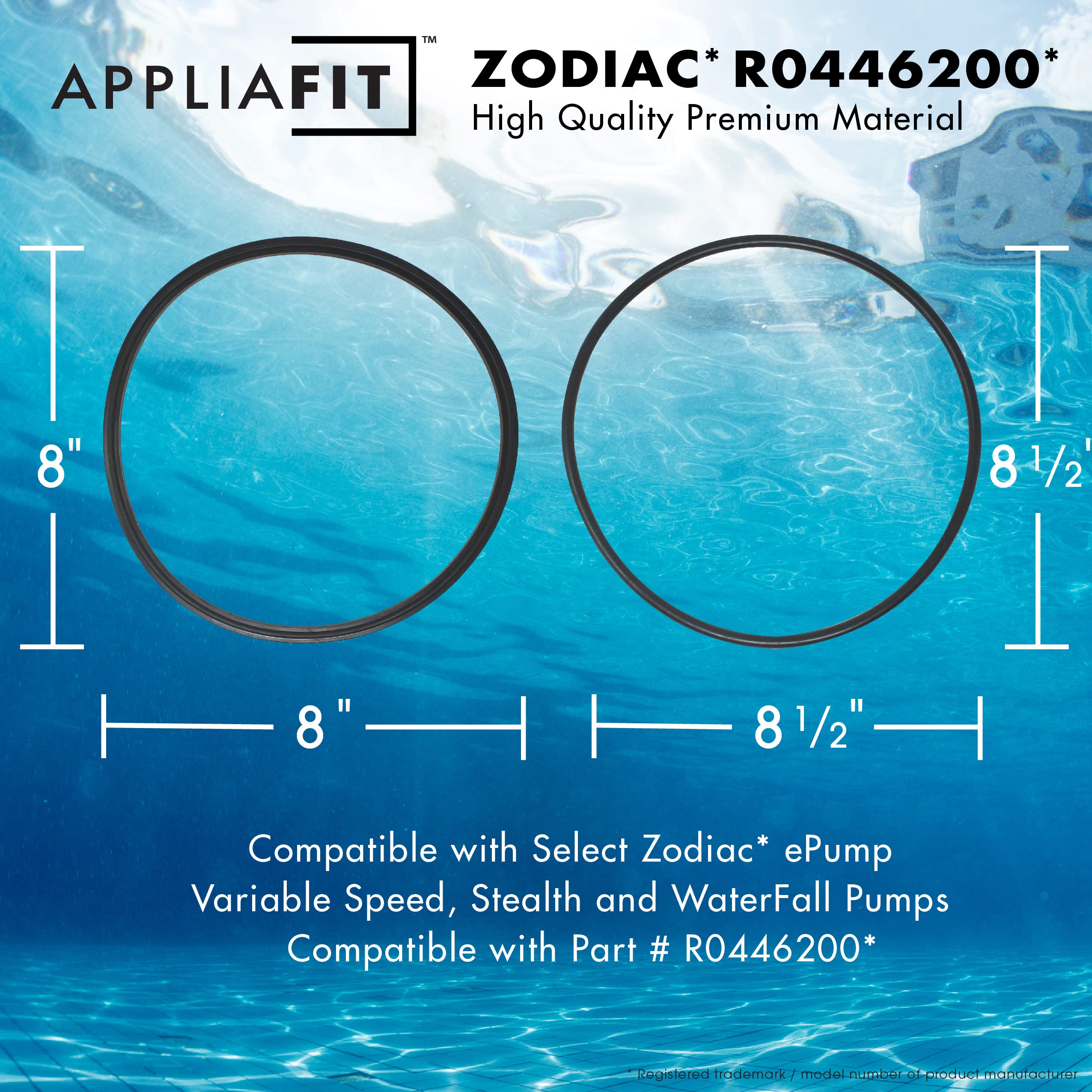AppliaFit Lid Seal and O-Ring Compatible with Jandy R0446200 for Zodiac and Jandy JEP, SHPF, SHPM and SWF Pool Pumps 1-Pack (2 Pieces)