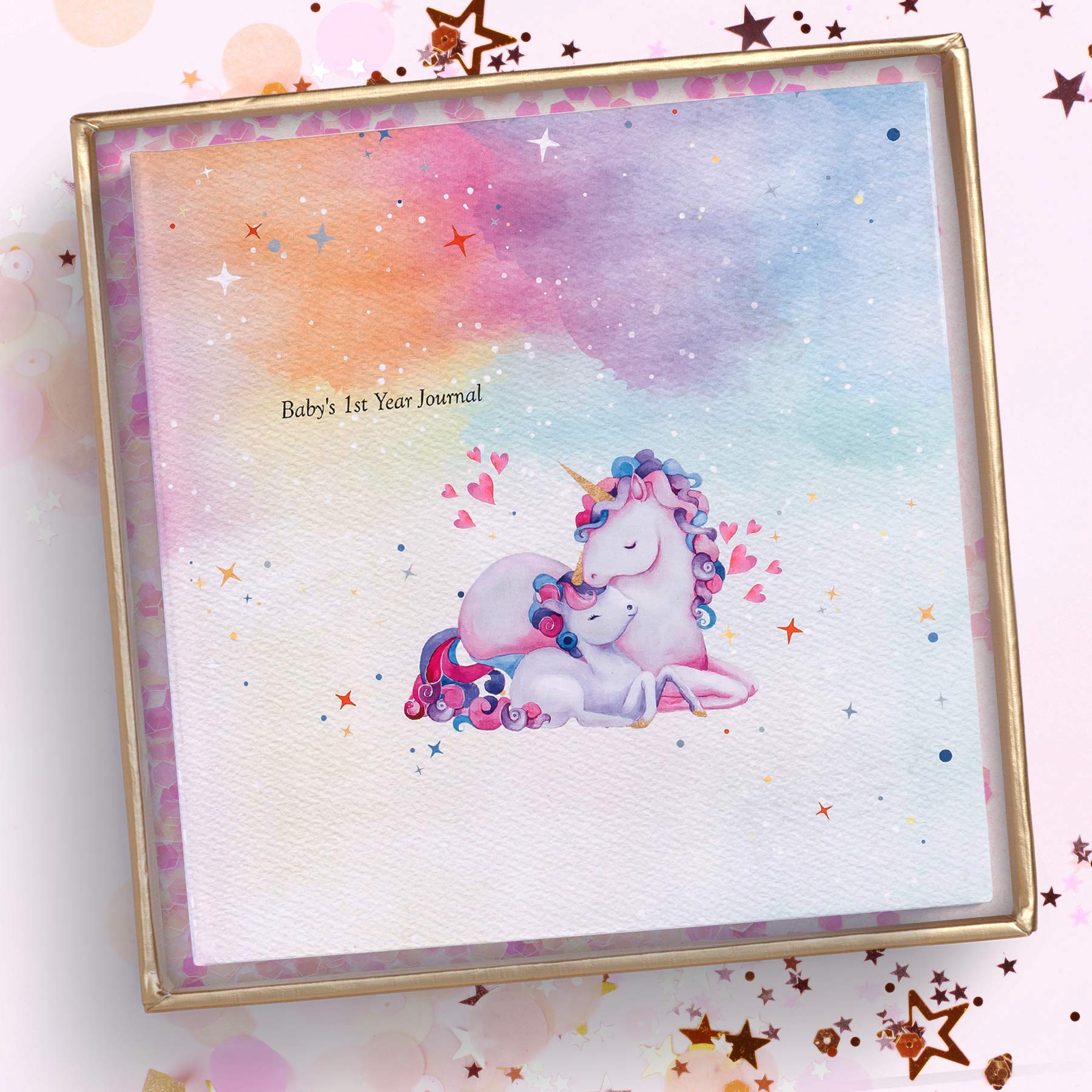 Pillow and Toast Baby Memory Book First Time Mom, Baby Books First Year Memory Book for Girls Unicorn Gift, Minimalist Baby Keepsake Journal with Pregnancy Scrapbook Postcard