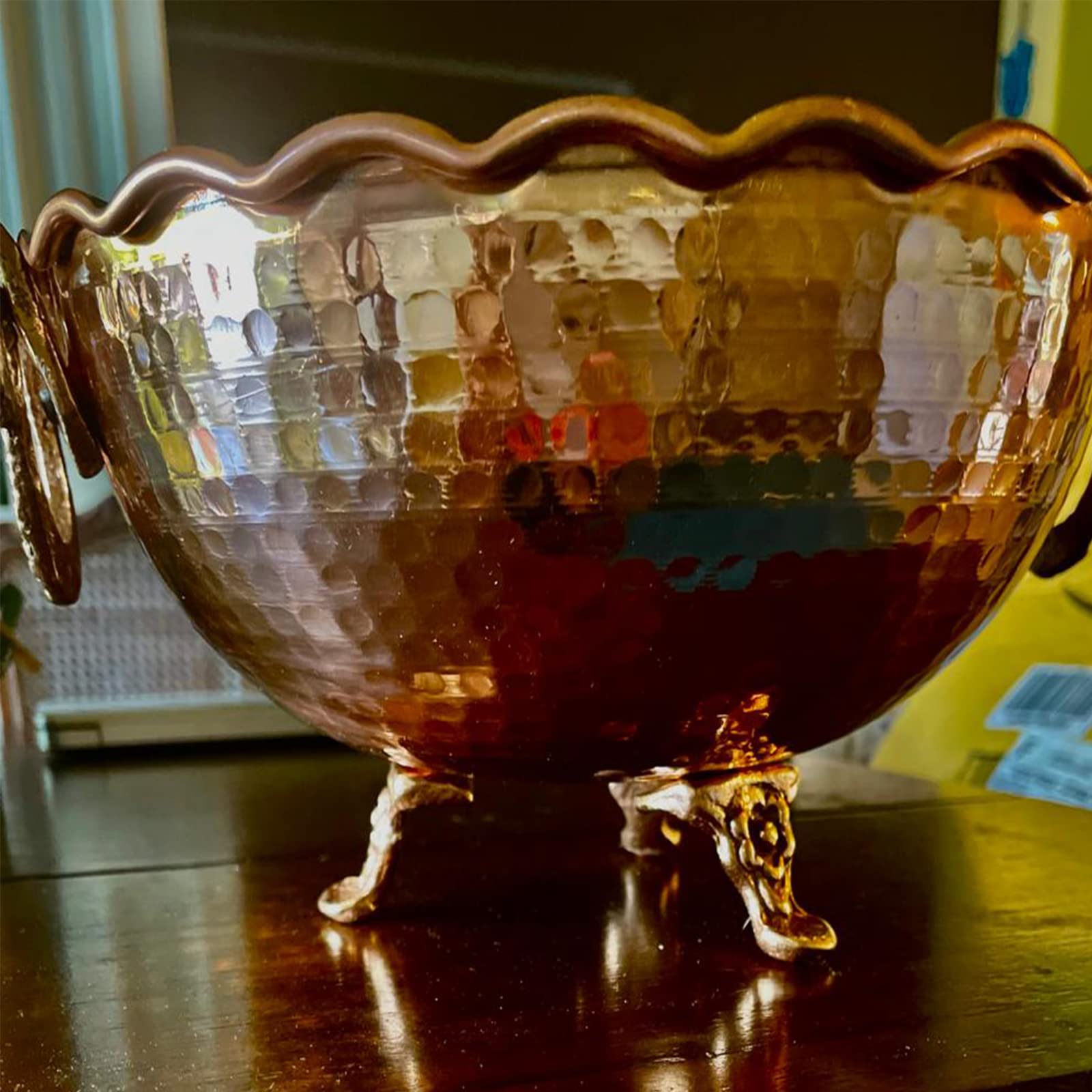 Angel's Peel Lounge Copper Bowl- 100% Pure Copper Your Kitchenware -Add Fruit or Treats for a Table Centerpiece- Ideal for Home Decor, Wedding, Party, Event (1.13 lb)